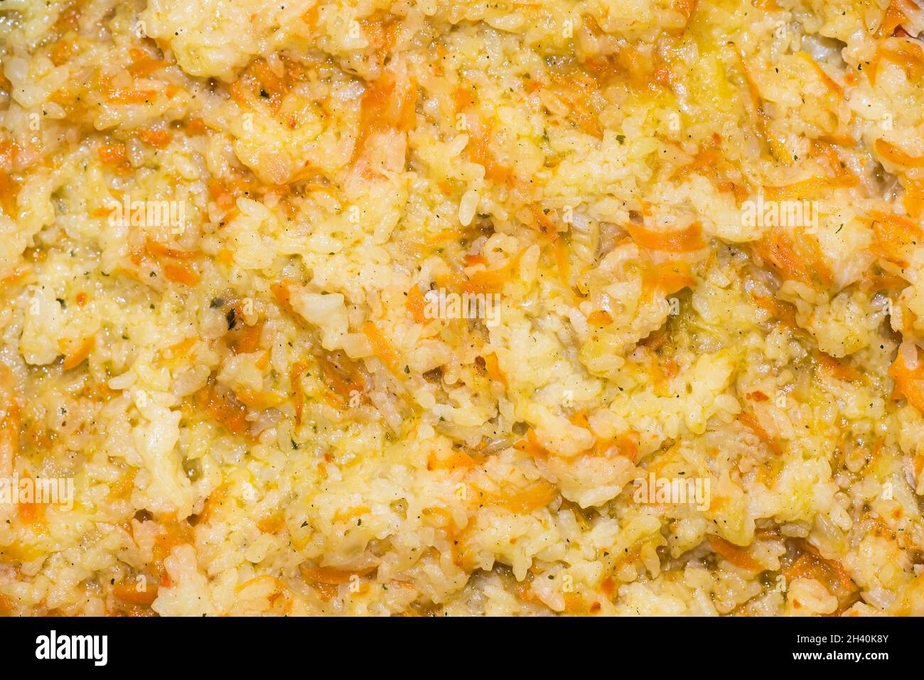 Top view of traditional Italian yellow risotto, closed view forming ...