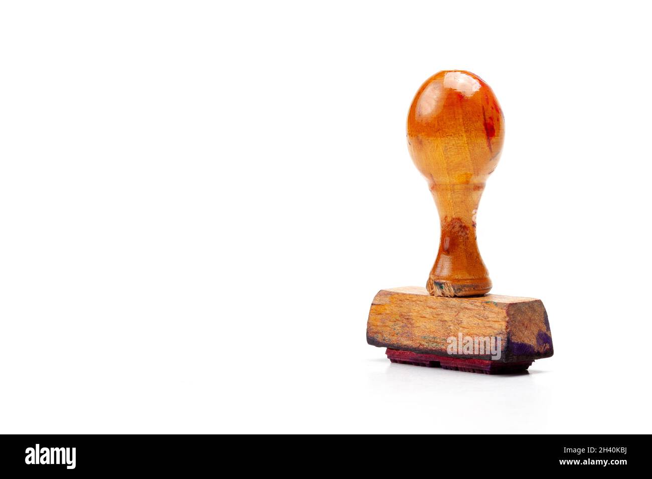 One single old simple post rubber stamp, stamper isolated on white ...