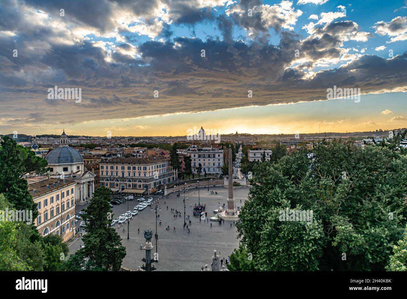 Rome - Piazza del Popolo, the Pincio Gardens and Villa Borghese Stock ...