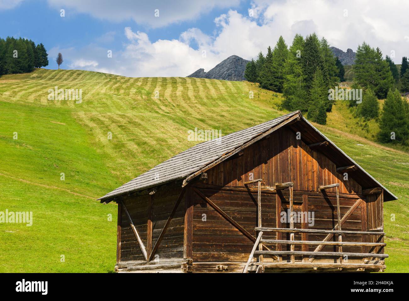 Mountain hut in the Dolomites Stock Photo - Alamy