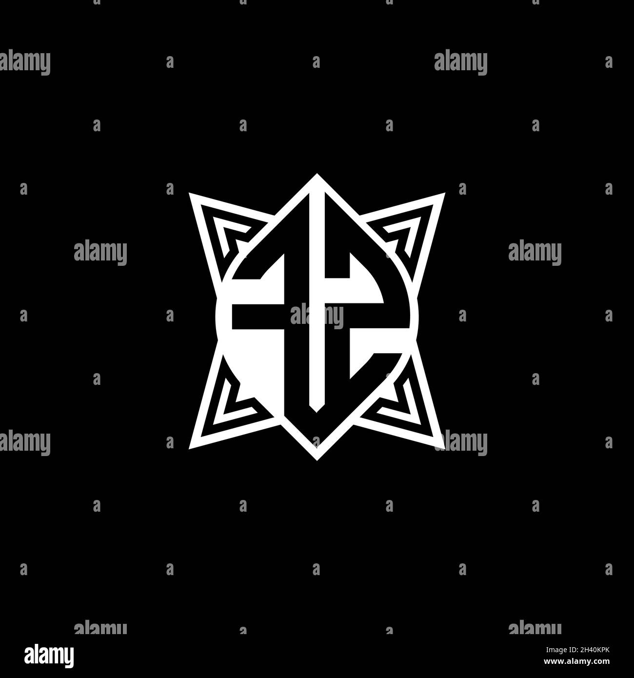 FR Monogram logo letter with polygonal geometric shape style design ...