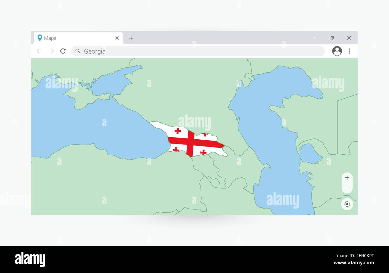 Browser window with map of Georgia, searching Georgia in internet ...