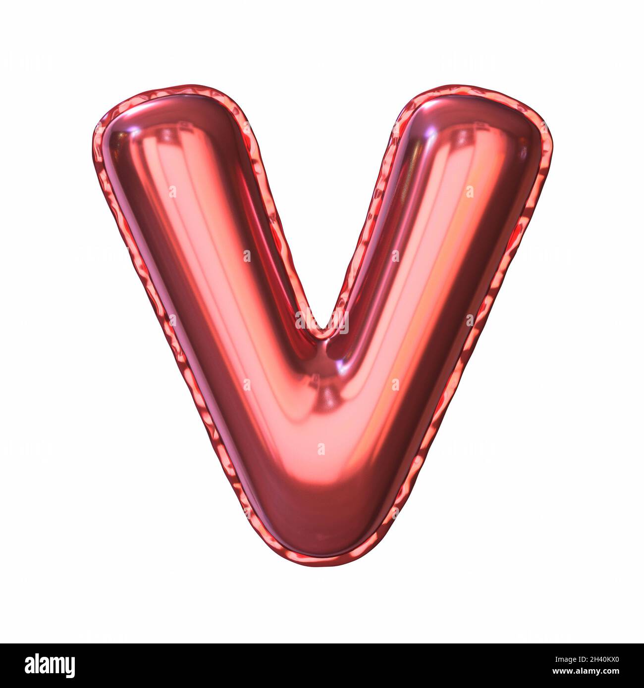 Red metallic balloon font Letter V 3D Stock Photo - Alamy