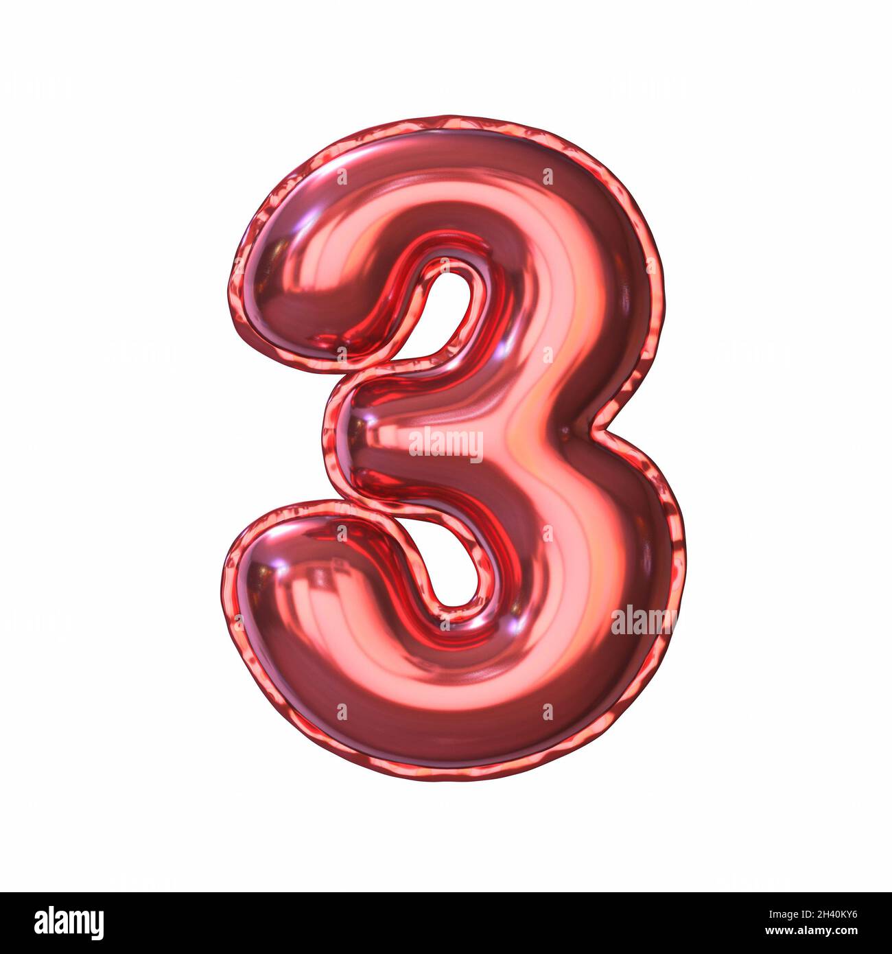 Red metallic balloon font Number 3 THREE 3D Stock Photo - Alamy