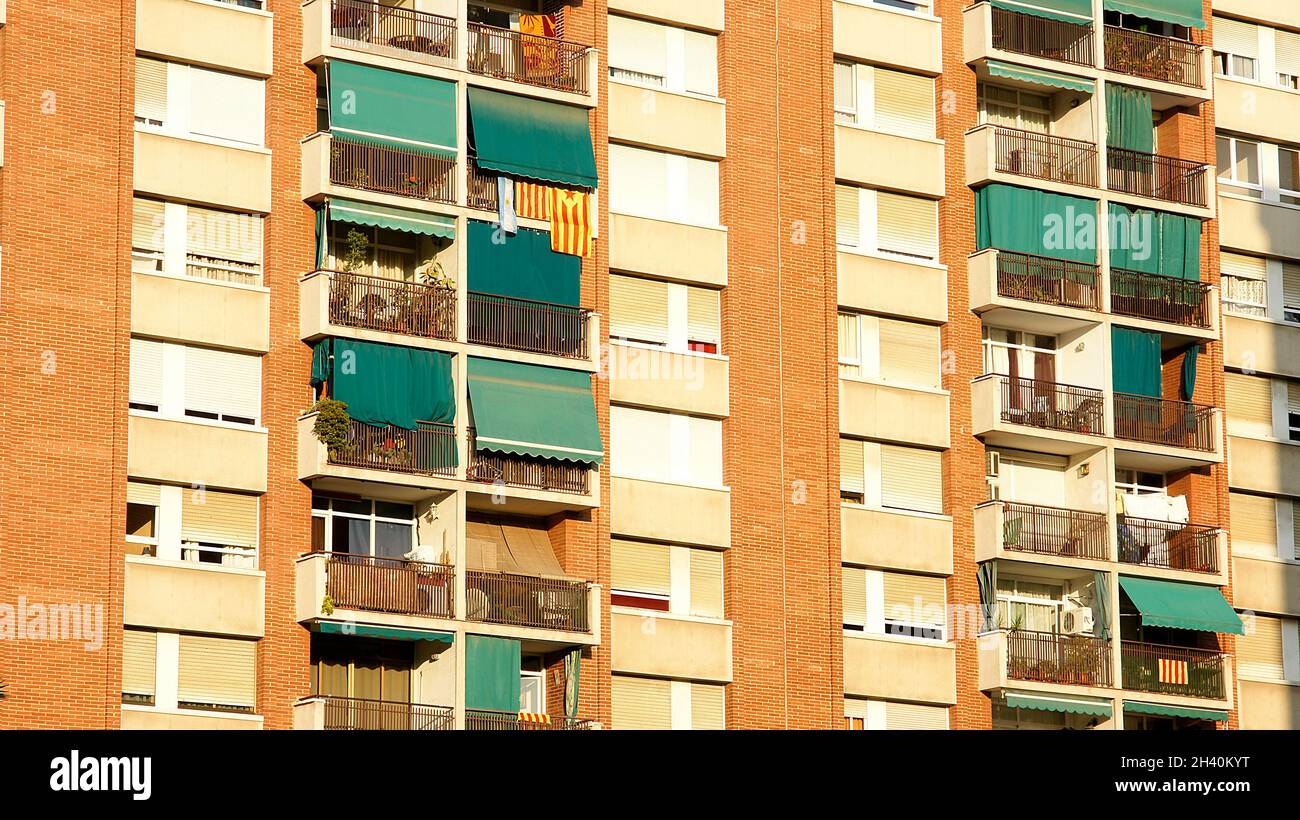 Block of flats in the Meridiana in Barcelona, Catalunya, Spain, Europe ...