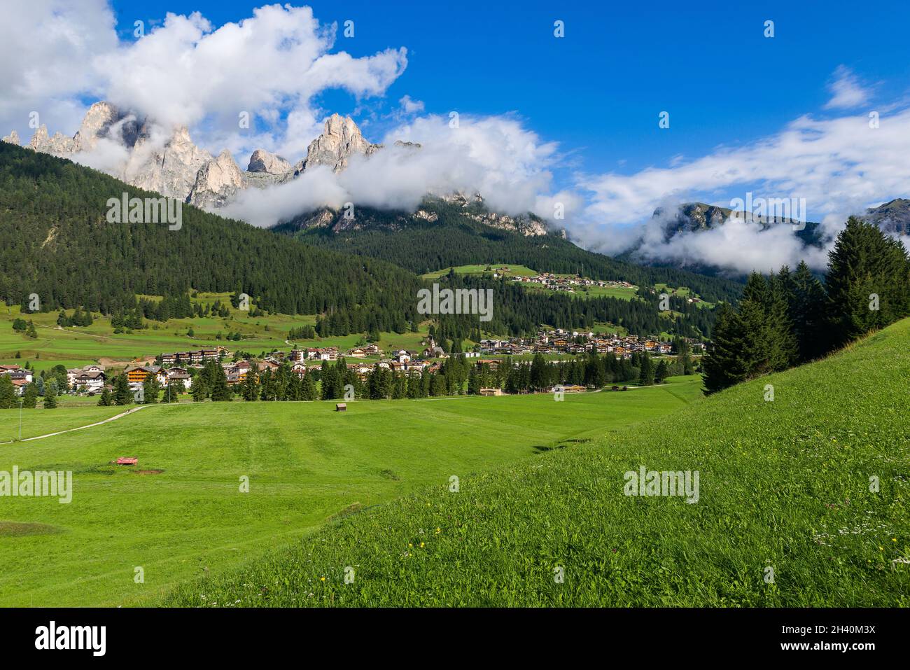 Panorama of Fassa Valley Stock Photo - Alamy