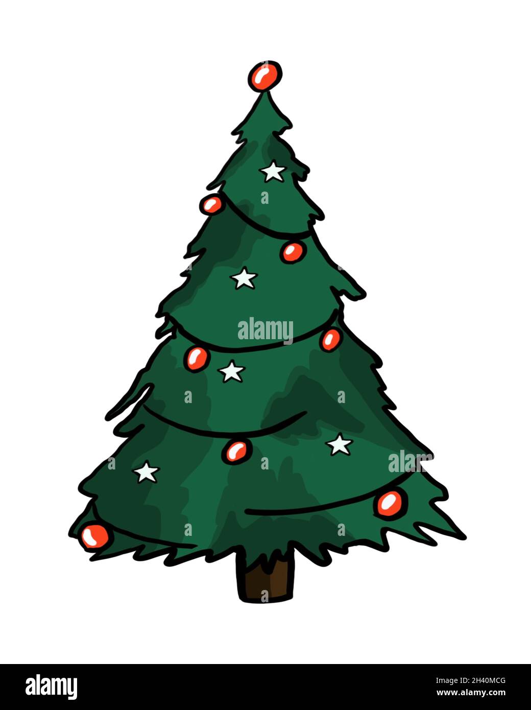 Decorated Christmas tree cartoon illustration Stock Photo - Alamy