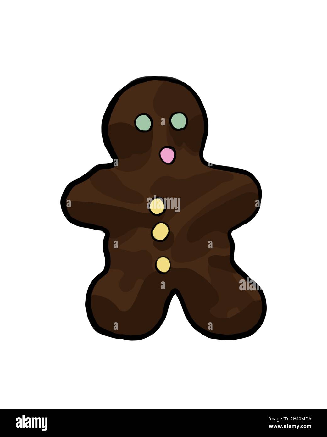 Chocolate glazed gingerbread man illustration Stock Photo - Alamy