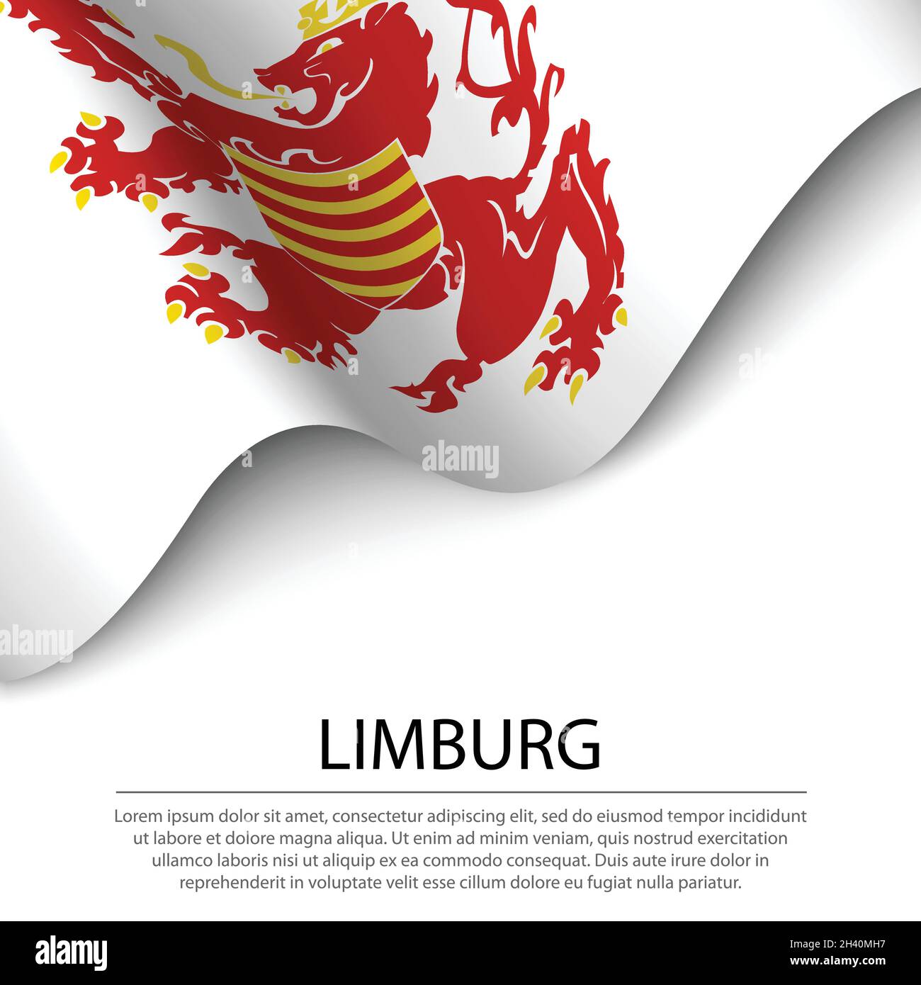 Waving flag of Limburg is a province of Belgium on white background ...
