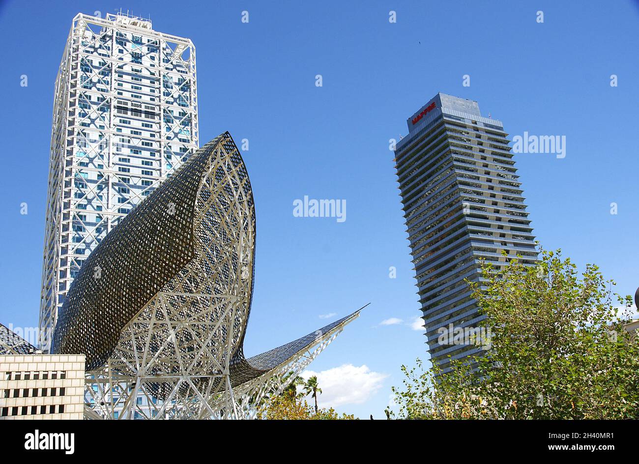 Modern buildings in the Olympic Village in Barcelona, Catalunya, Spain ...