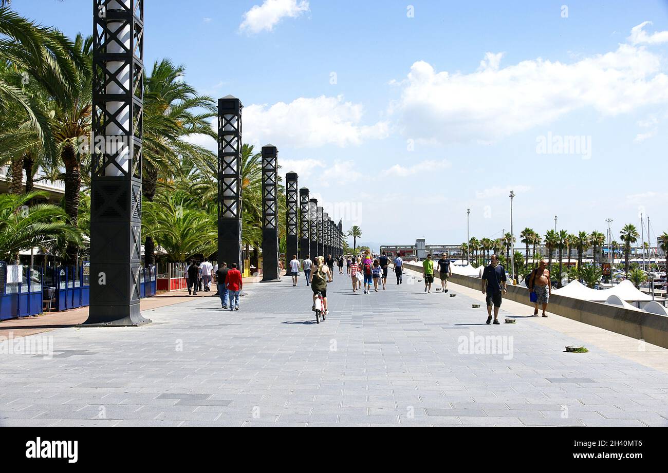 Promenade in the Olympic Village in Barcelona, Catalunya, Spain, Europe ...