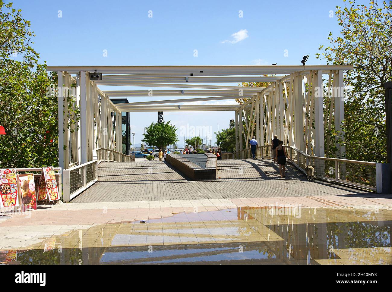 Metal bridge in the Olympic Village, Barceloneta, Barcelona, Catalunya ...