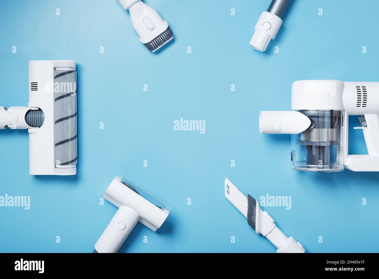 Composition of a set of elements of a wireless white vacuum cleaner on ...