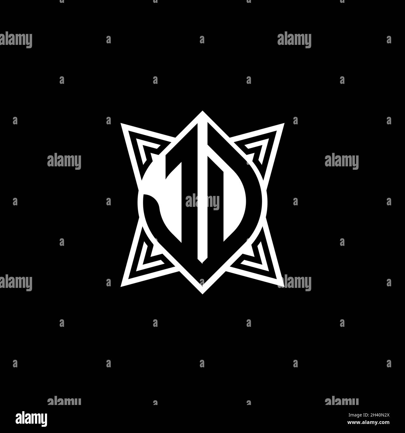 HU Monogram logo letter with polygonal geometric shape style design isolated on white background ...