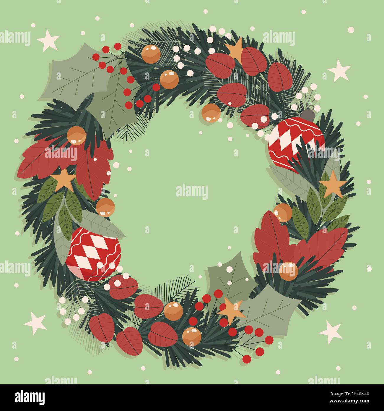 hand drawn christmas wreath vector design illustration Stock Vector ...