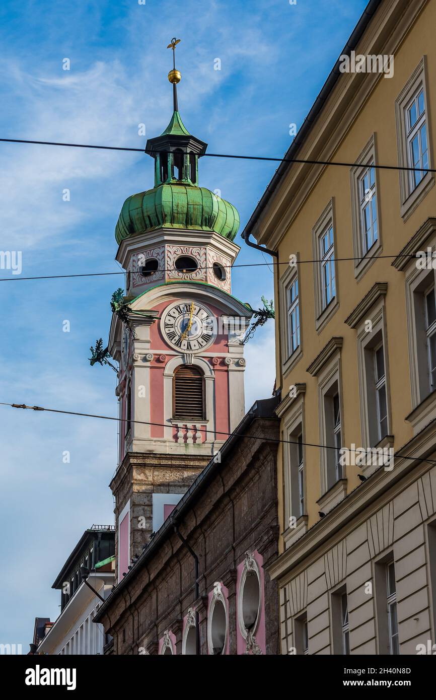 Clock Tower in Innsbruck Stock Photo - Alamy