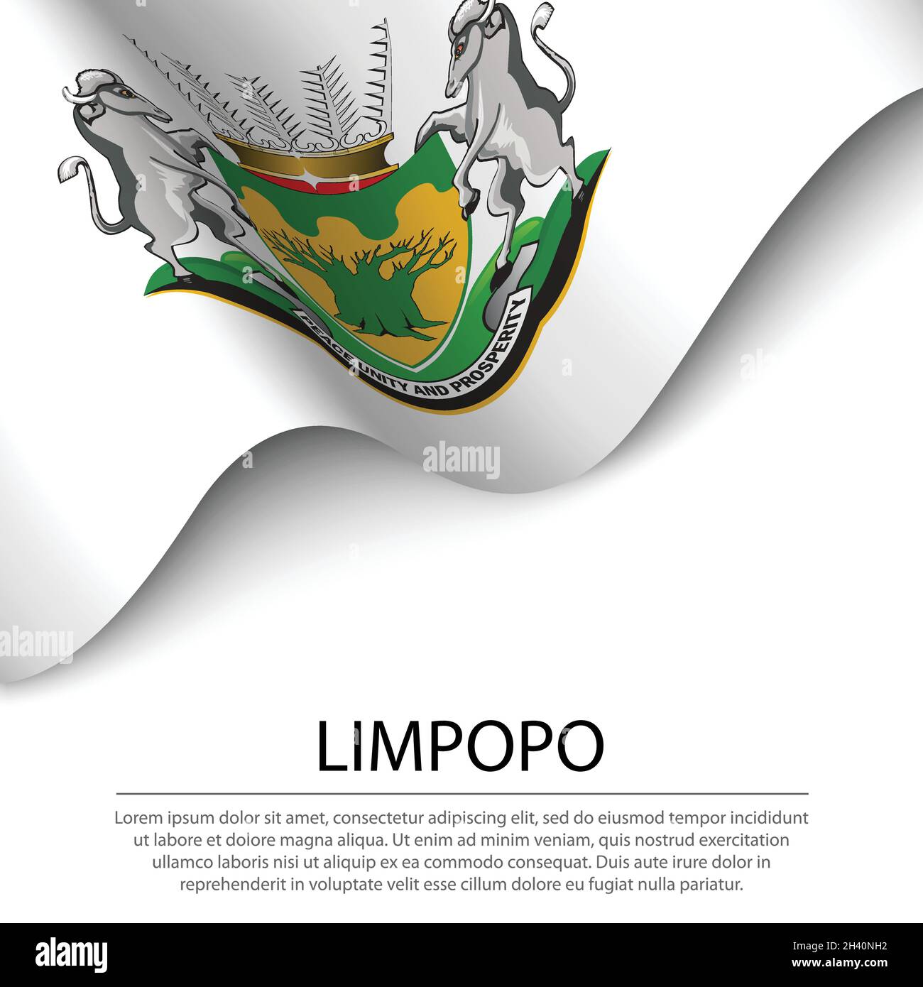 Waving flag of Limpopo is a Province of South Africa on white ...