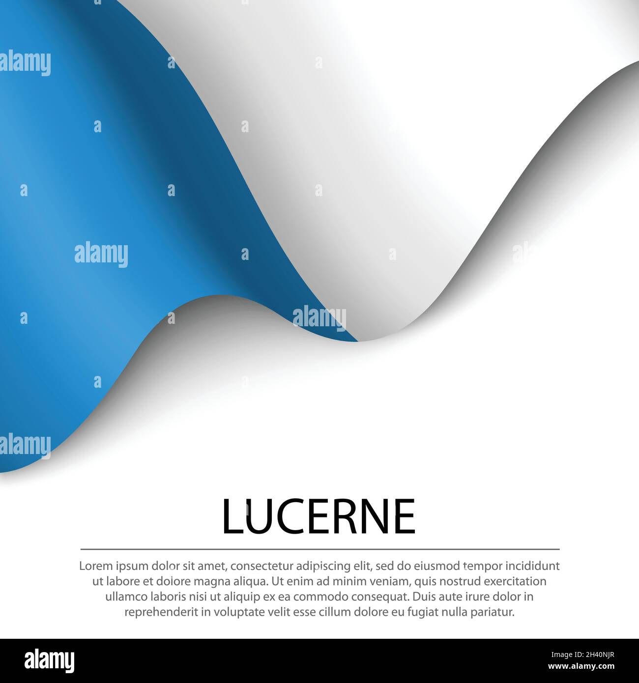 Waving flag of Lucerne is a canton of Switzerland on white background ...