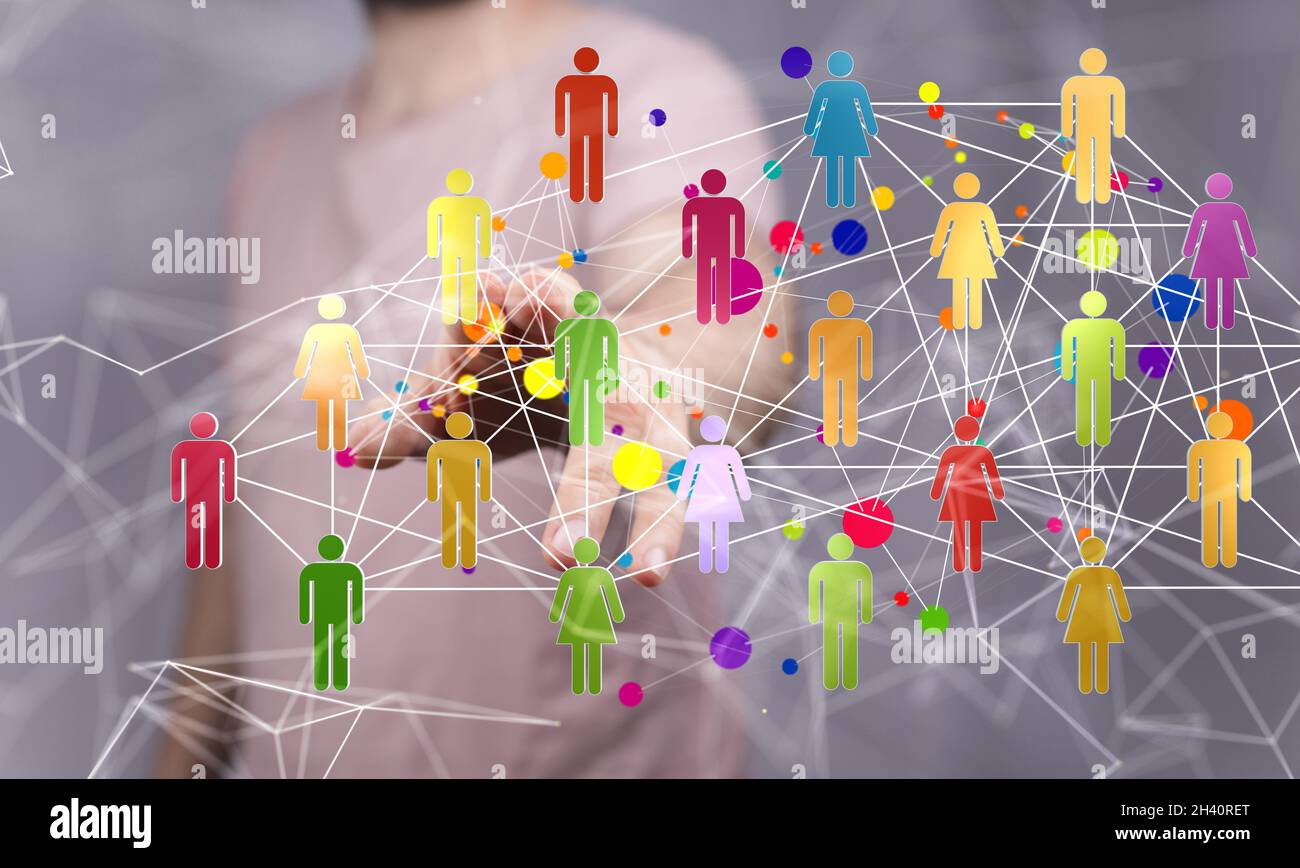 A man on blurred background using telecommunication concept with ...