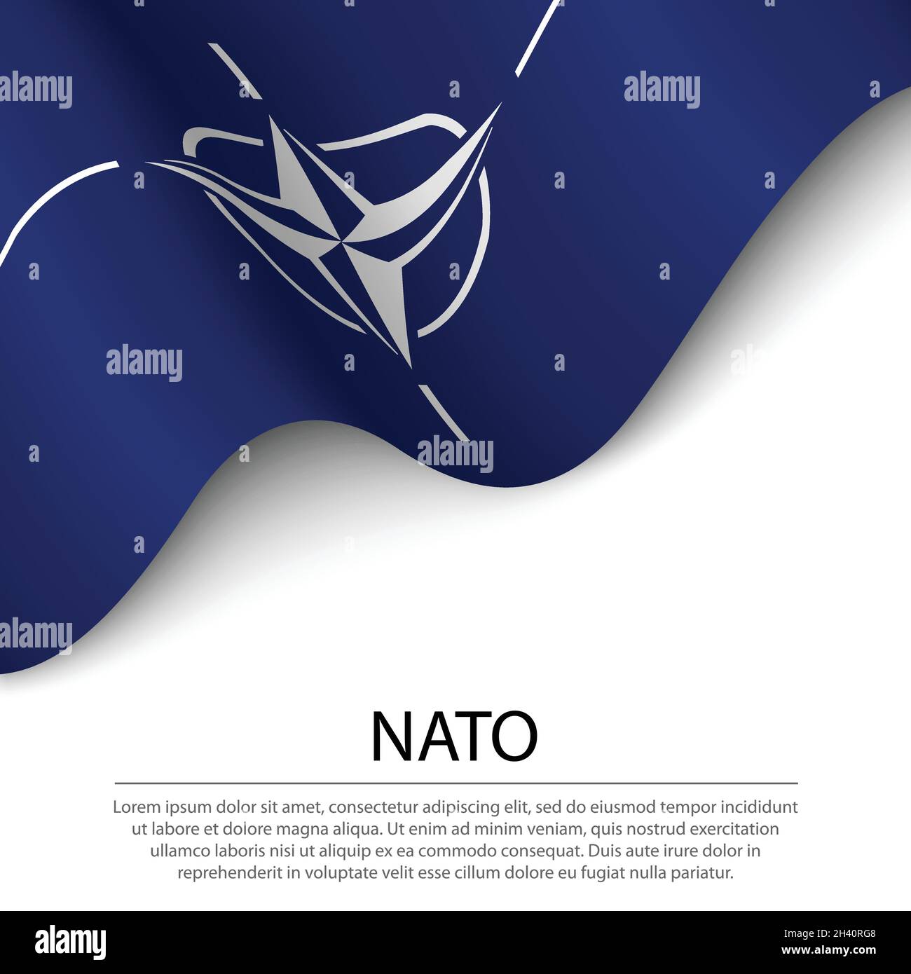 Waving flag of NATO on white background. Banner or ribbon vector ...