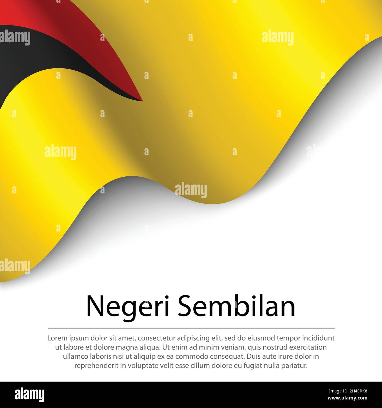 Waving flag of Negeri Sembilan is a state of Malaysia on white ...