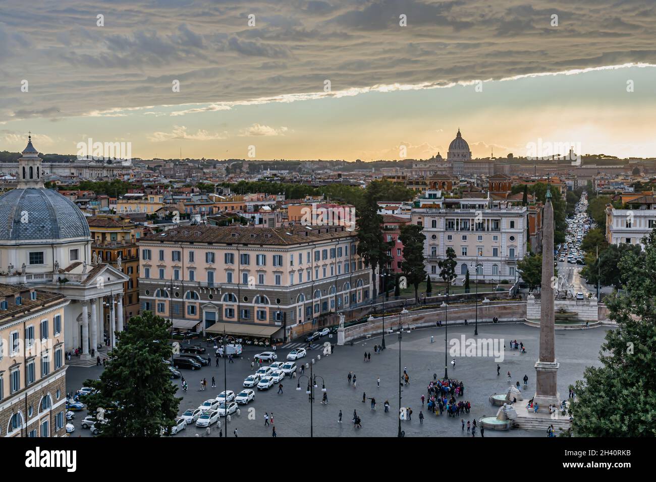 Rome - Piazza del Popolo, the Pincio Gardens and Villa Borghese Stock ...
