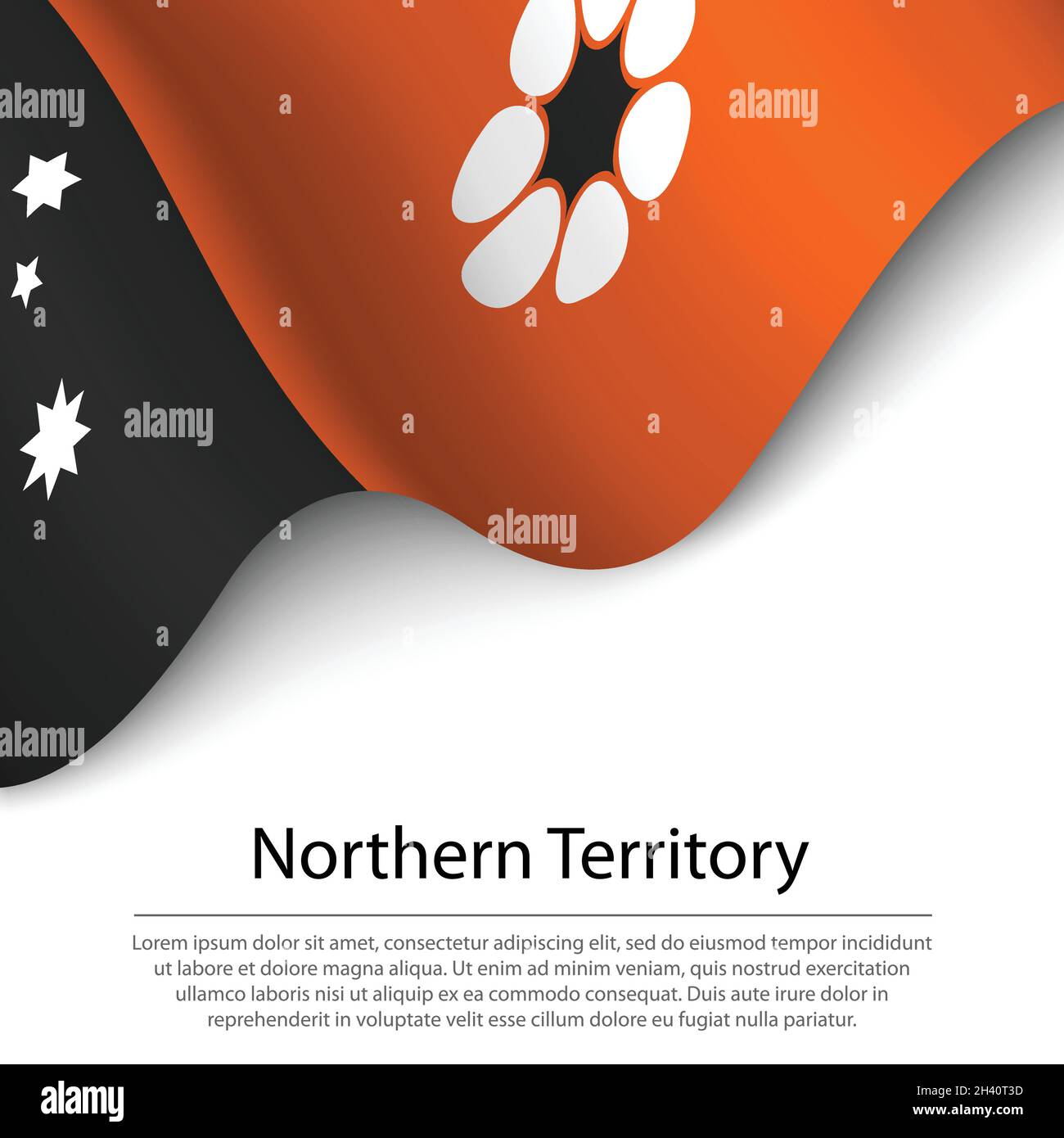 Waving flag of Northern Territory is a state of Australia on white ...