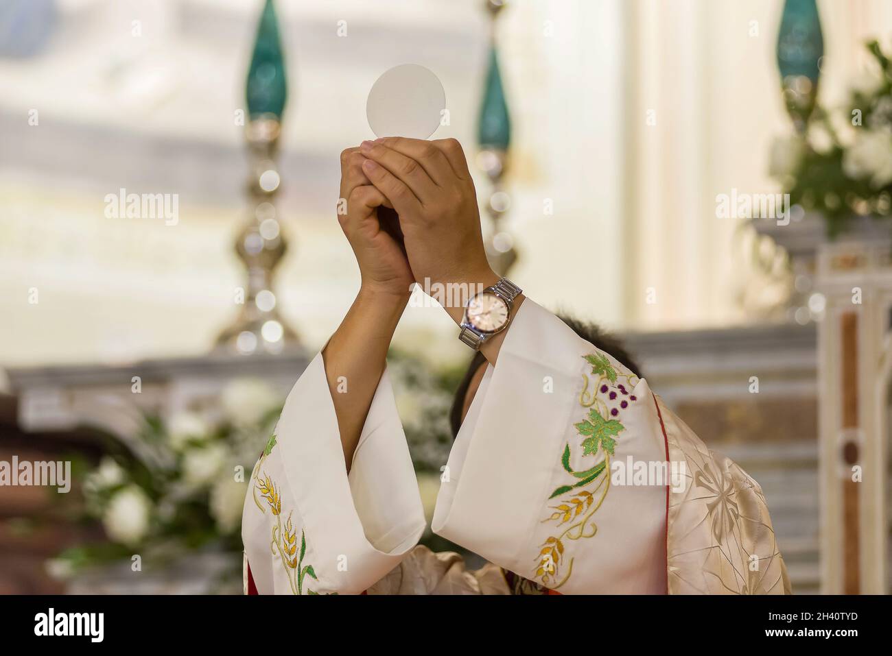 Celebrating the rite of the Holy Bread Stock Photo - Alamy