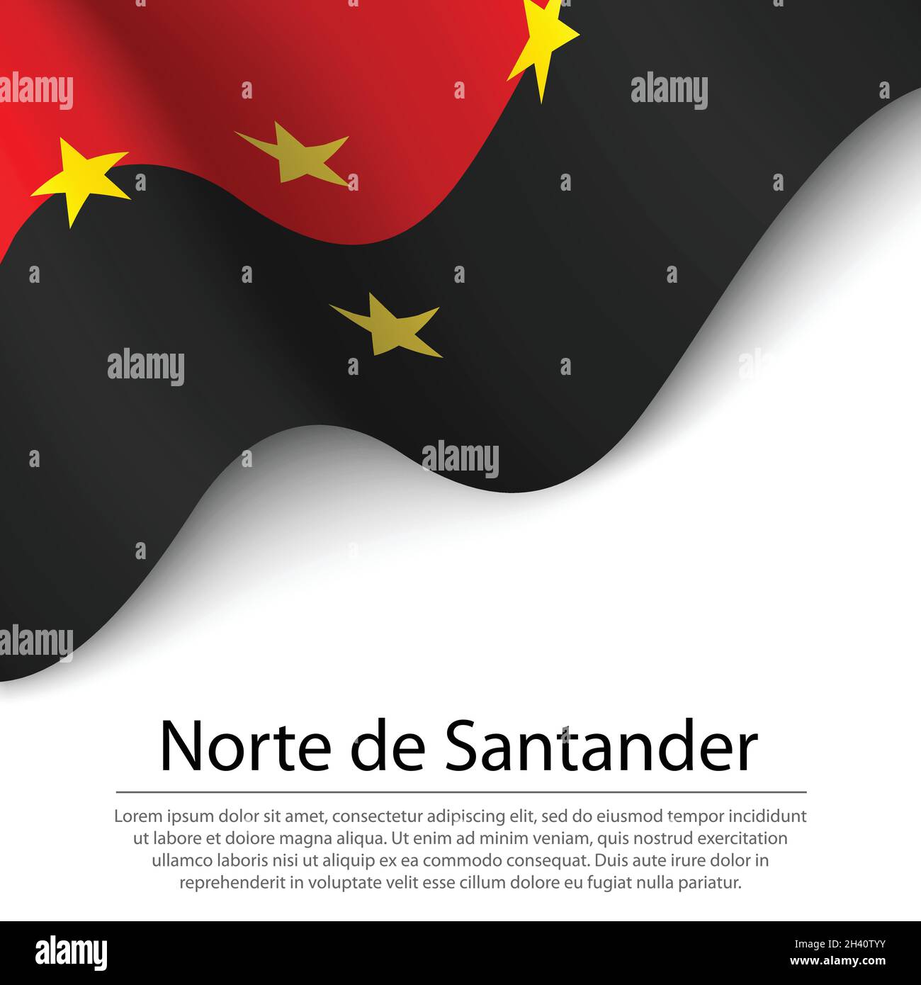 Waving flag of Norte de Santander is a region of Colombia on white ...