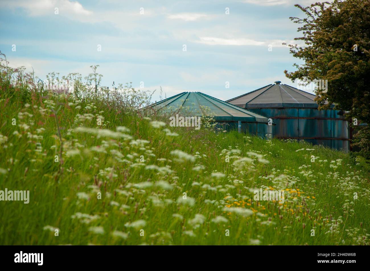 Contrasting Juxtaposition of agricultural or industrial structures as ...