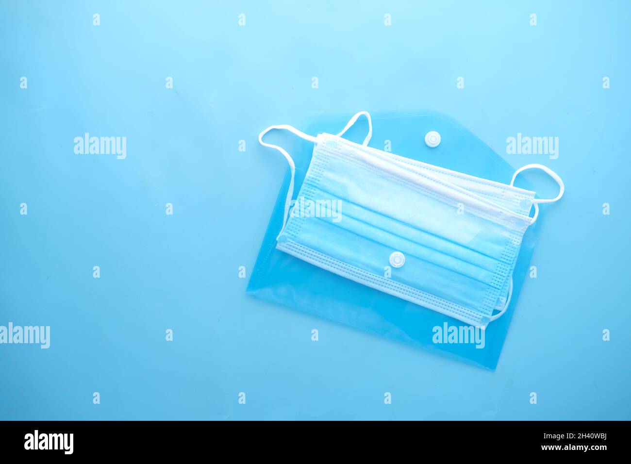 Close up of blue surgical masks in a small packet Stock Photo - Alamy