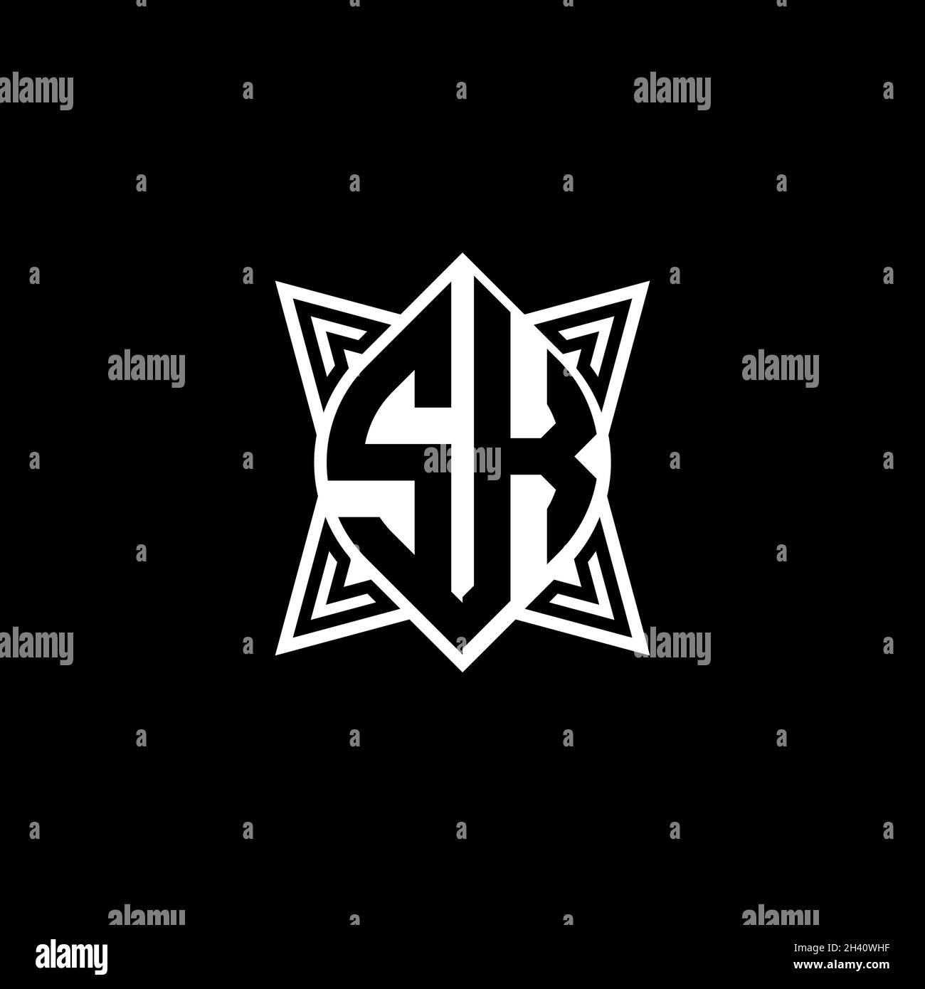 QR Monogram logo letter with polygonal geometric shape style design ...