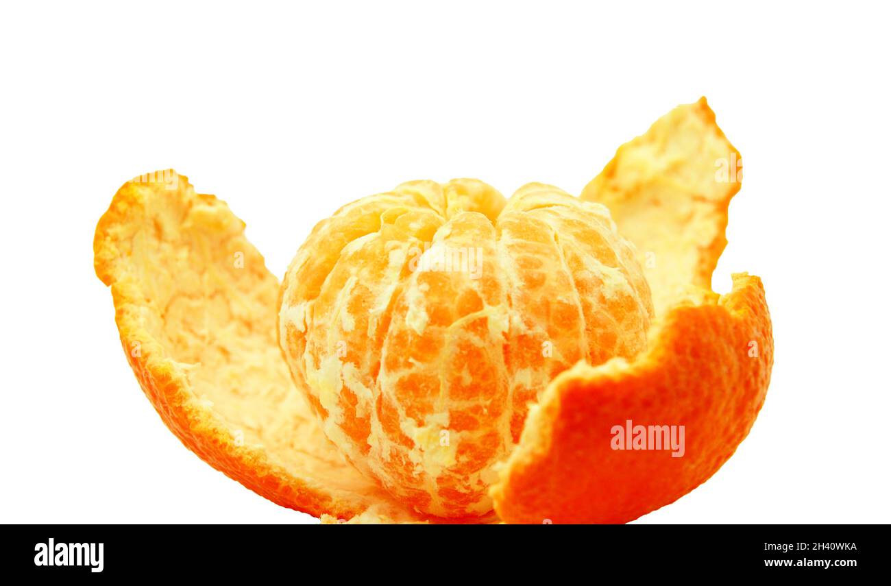 Tangerine on its skin with white background Stock Photo - Alamy
