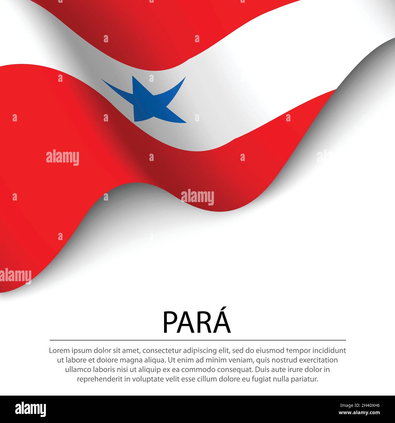 Waving flag of Para is a state of Brazil on white background. Banner or ...