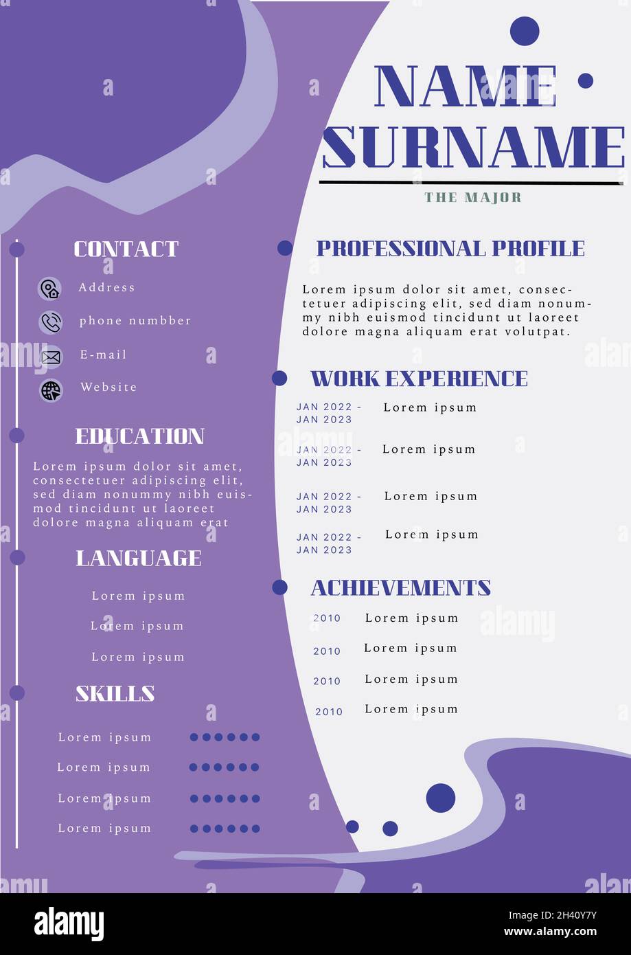 Professional Purple Color CV Design Stock Vector Image & Art - Alamy