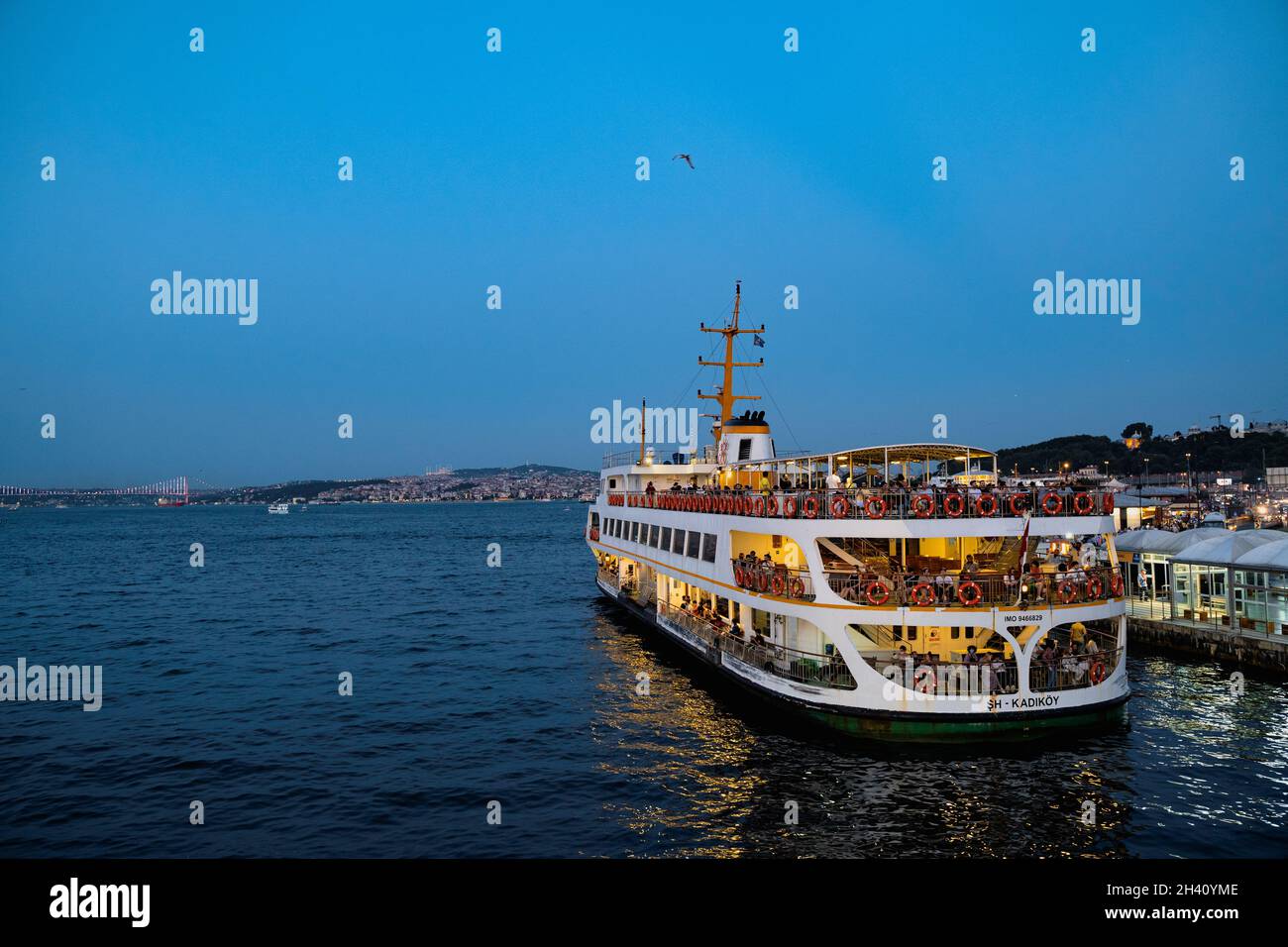 ISTANBUL, TURKEY - AUGUST 10, 2021: Large ferry with tourists and ...
