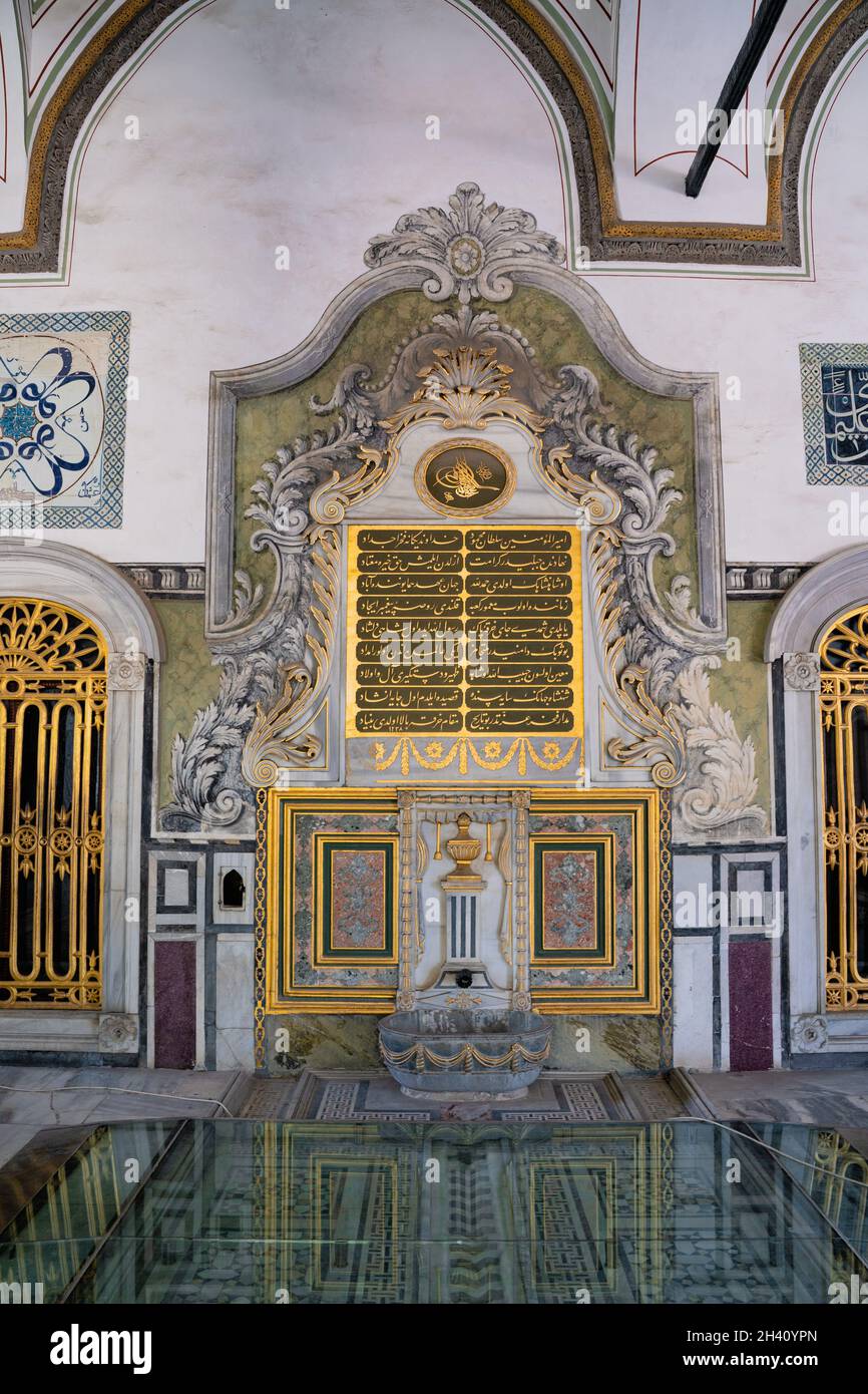 ISTANBUL, TURKEY - AUGUST 9, 2021: Opulent water tap in Topkapi Palace ...