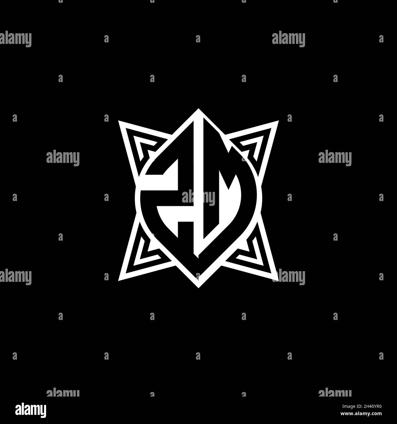 ZM Monogram logo letter with Star geometric shape style design isolated ...