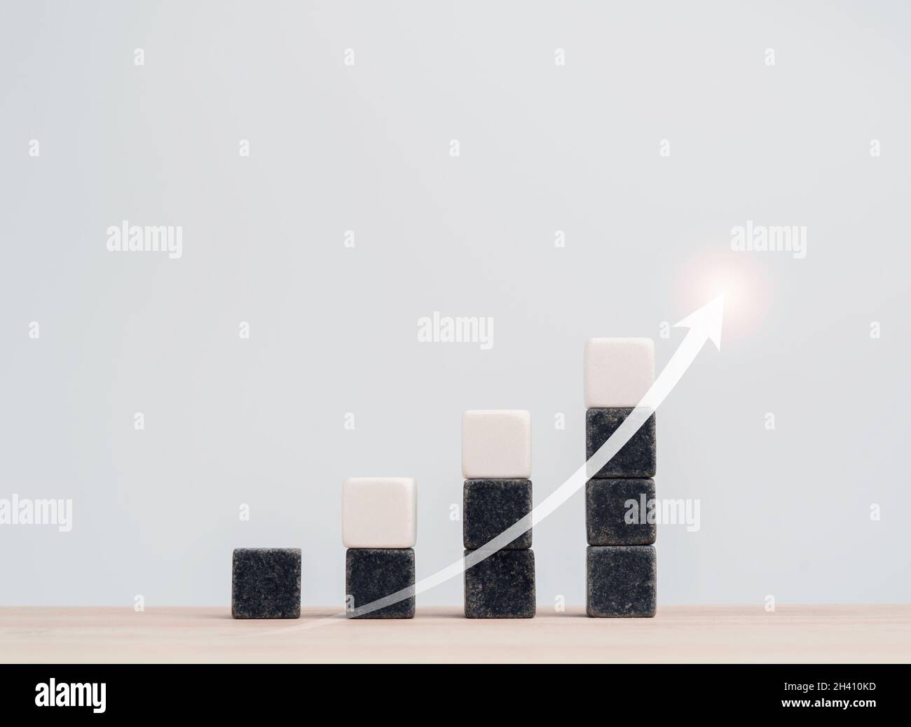 Growth and success business chart built with black and white blocks as ...