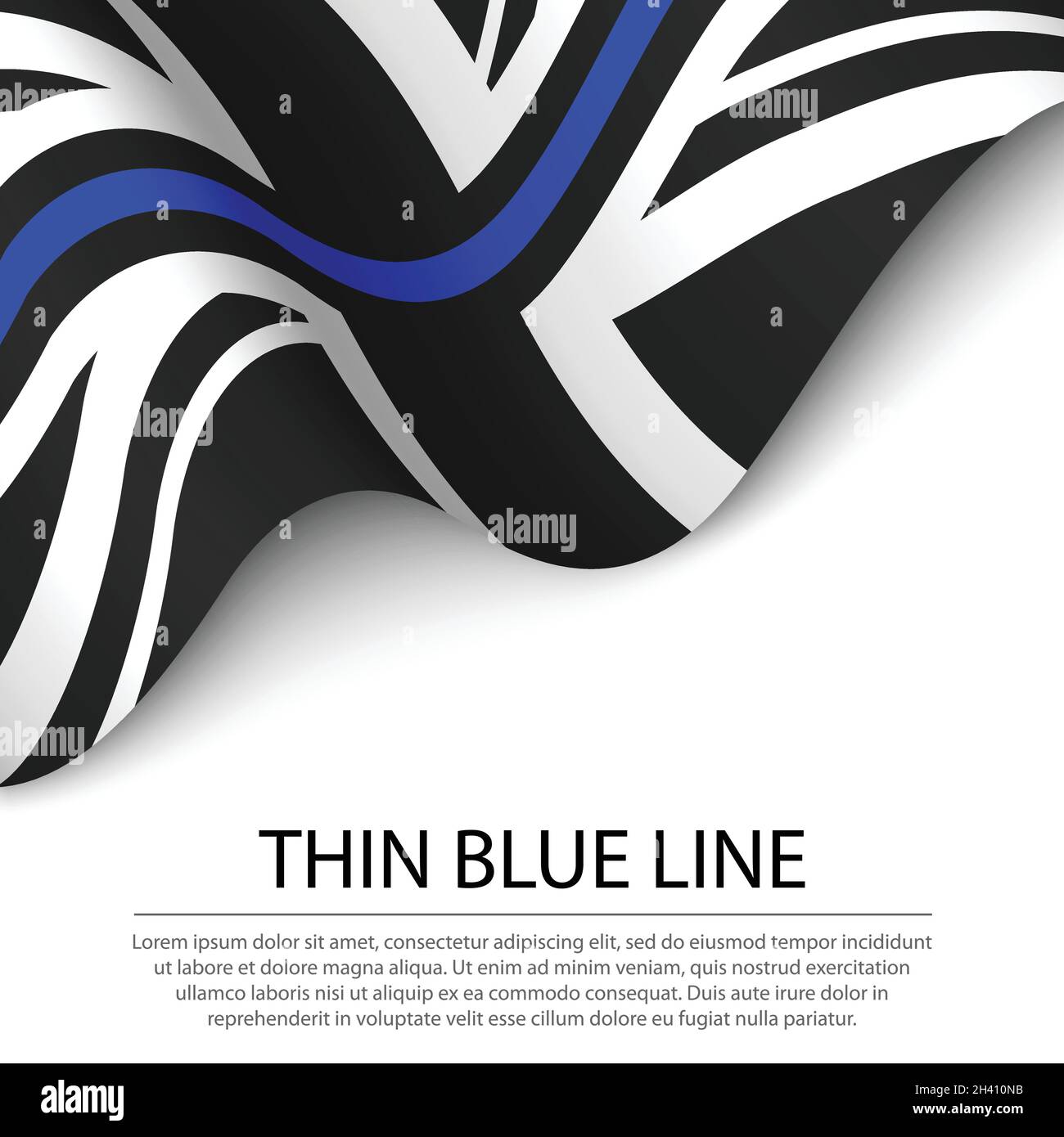 Waving flag of United Kingdom with Thin blue line on white background ...