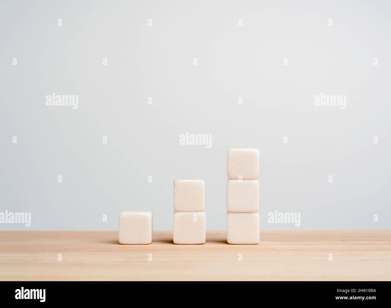 Growth and success business chart built with white blocks as steps on ...