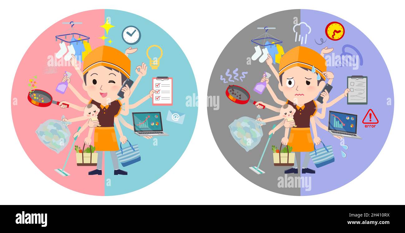 Busy restaurant waitress Stock Vector Images - Alamy