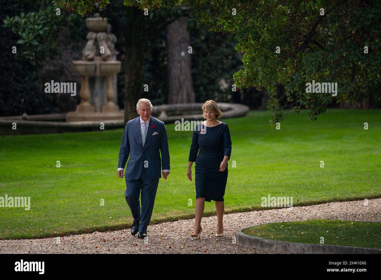 The Prince of Wales with Jill Morris the British Ambassador to Italy as ...