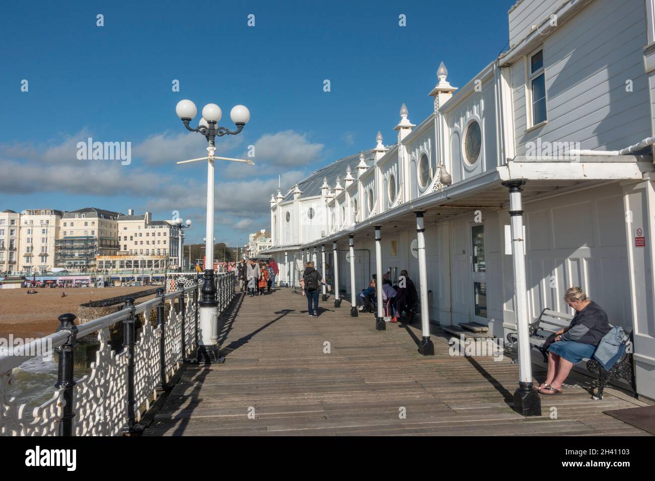 General view along walkway on on Brighton's Palace Pier, Brighton ...