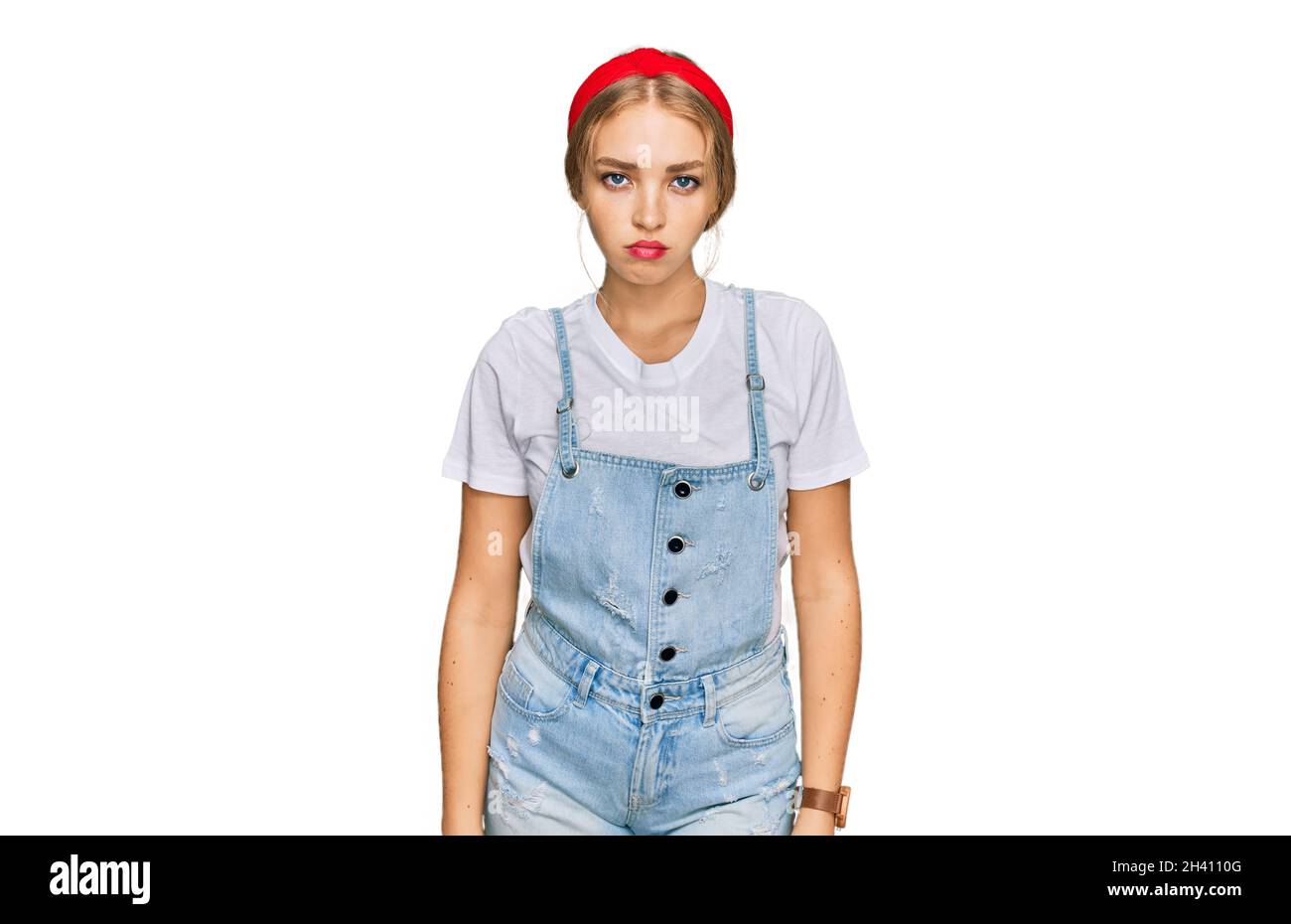 Young caucasian girl wearing casual clothes depressed and worry for ...