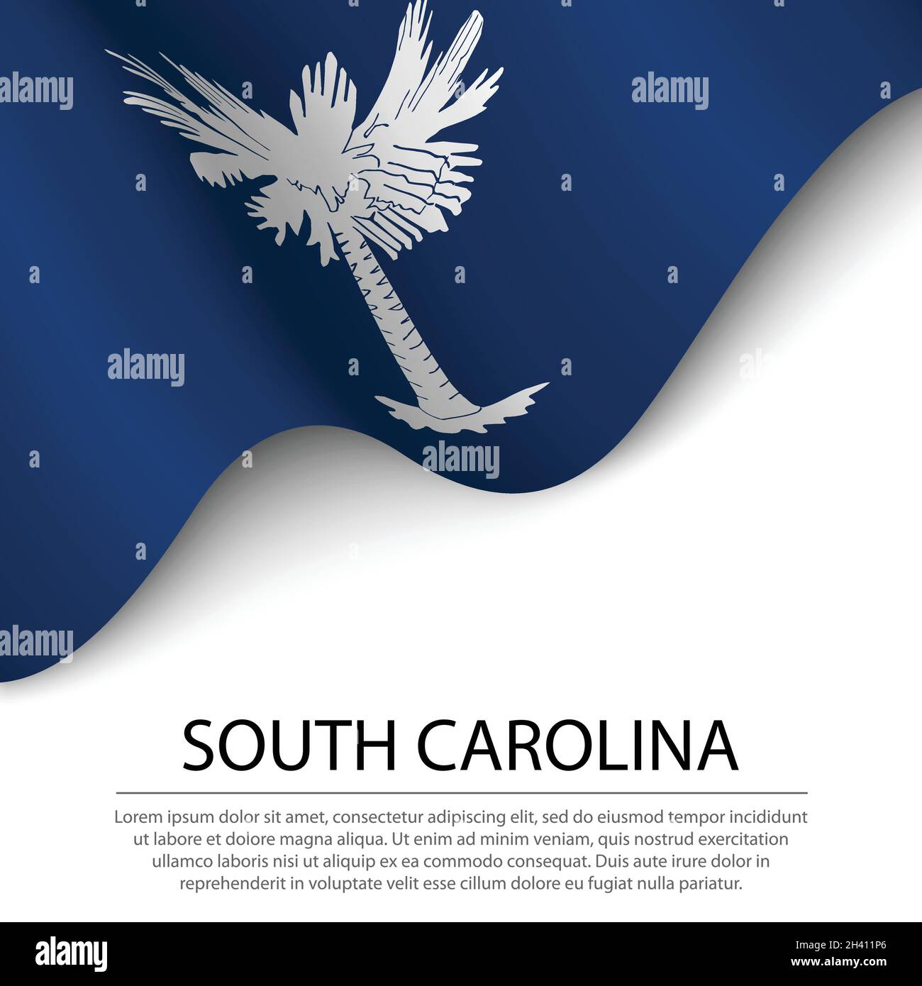Waving flag of South Carolina is a state of USA on white background ...
