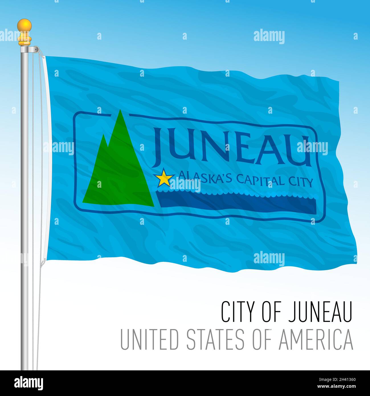 City of Juneau flag, Alaska, United States, vector illustration Stock ...