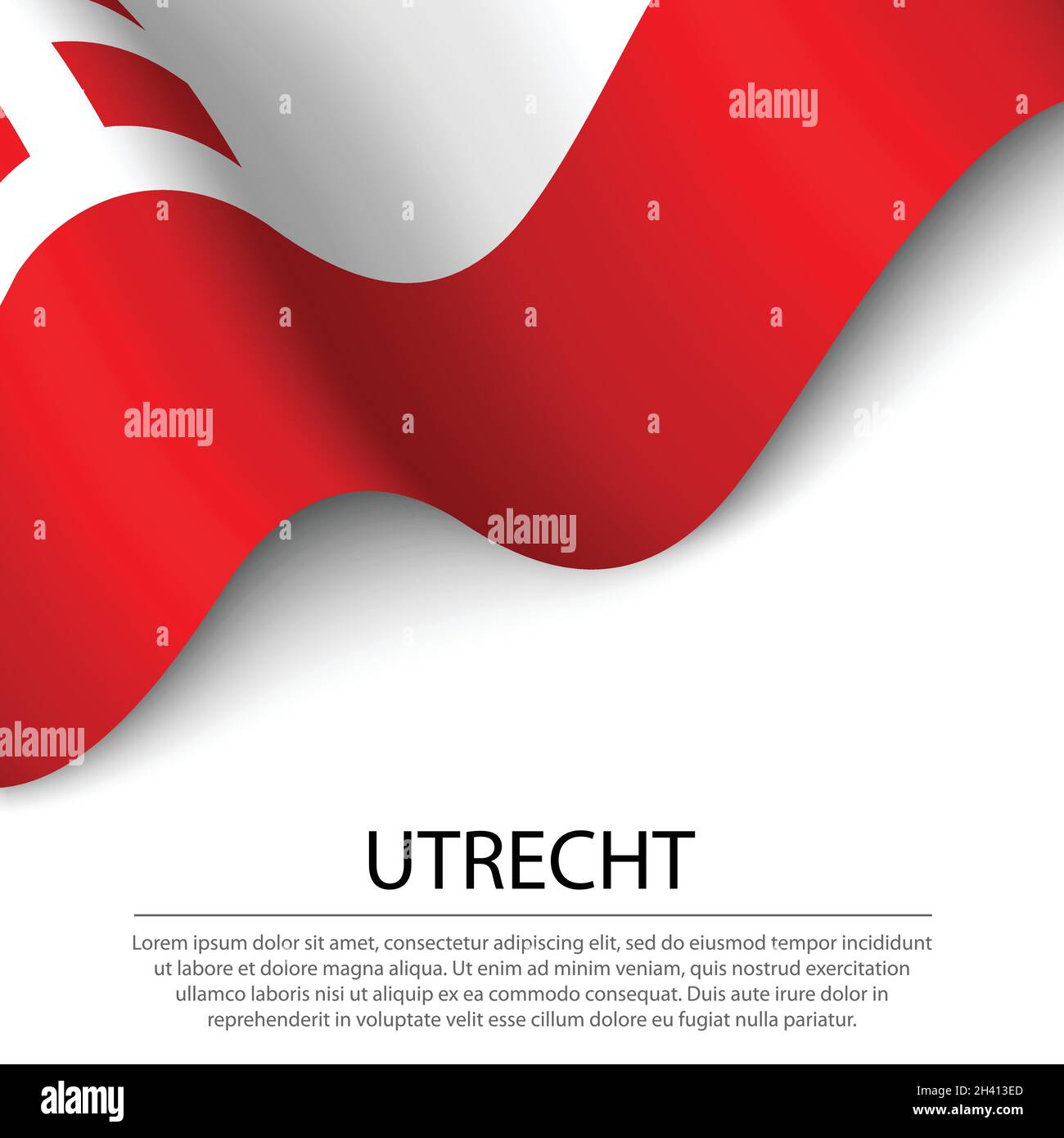 Waving flag of Utrecht is a province of Netherlands on white background ...