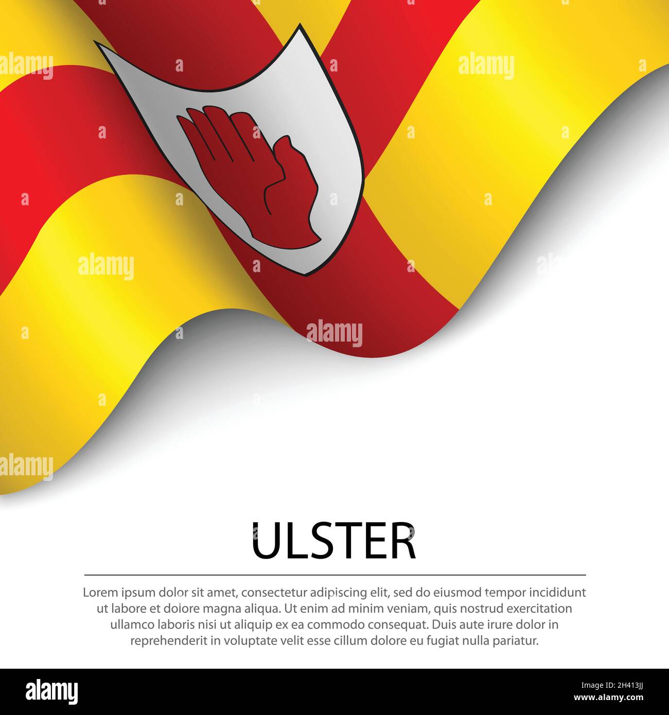 Waving flag of Ulster is a province of Ireland on white background ...