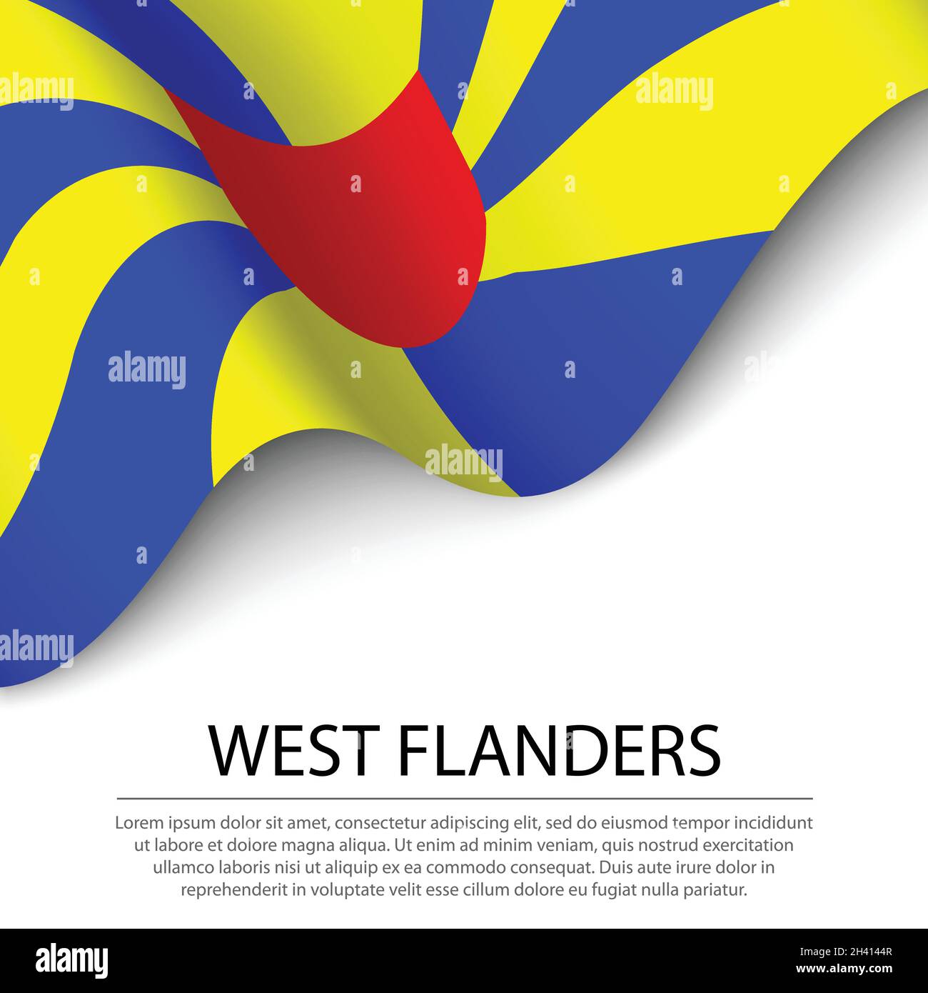 Waving flag of West Flanders is a province of Belgium on white ...
